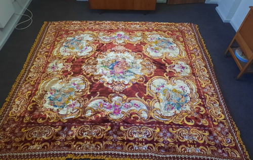 Vintage Italian Velvet Queen Size Bedspread Throw Or Rug Romantic ...