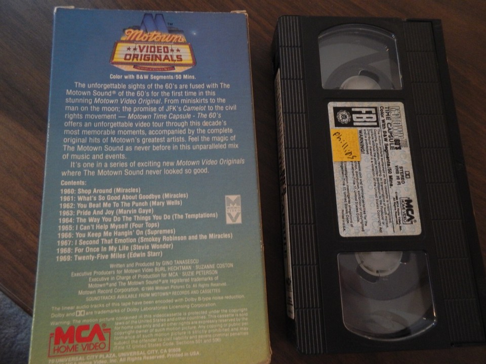 MOTOWN TIME CAPSULE VHS THE 60’S 60s MIRACLES TEMPTATIONS STEVIE WONDER ...