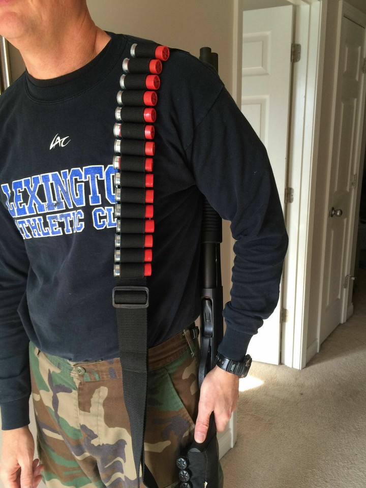 Tactical 2 Point Shotgun Sling Strap with 15 Shell Ammo Holder ...
