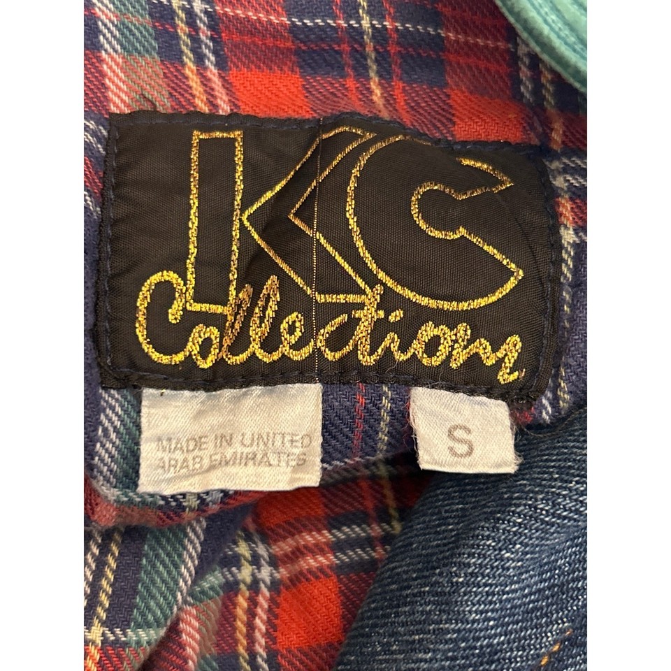 Vintage KC Collection Denim Chore Jacket Corduroy Collar Plaid Lined ...