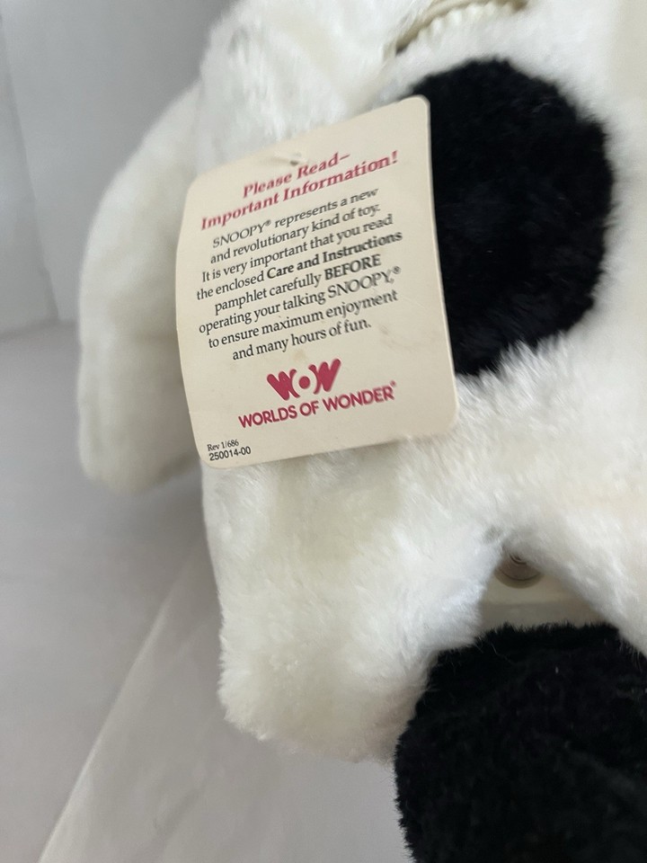 Talking SNOOPY 1986 Worlds Of Wonder CLEAN W/Cassette Tape Animated ...