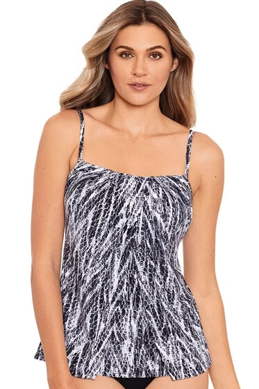 Miraclesuit Women's Silver Gray Chevron Python Jubilee Tankini Top Size ...