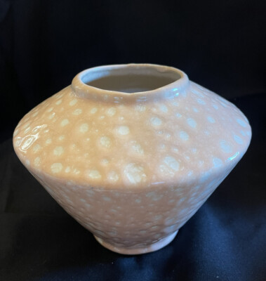 MCM Clay Ceramic Pottery White Base Pink Textured Glaze Lovely 6 X 7 ...