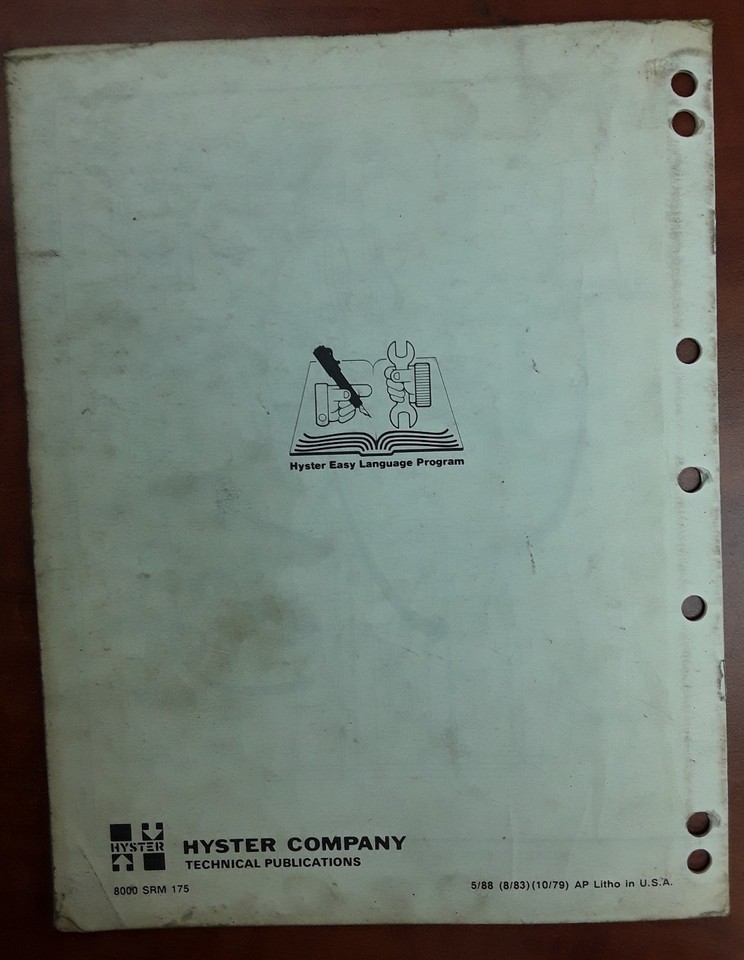 Hyster Diagrams R30C/R30CA Ordermaster 897041 Manual 8000 SRM 175 | eBay