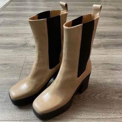 NWOB Intentionally Blank Bossy Beige Chunky Boots Women Size 9.5 | eBay