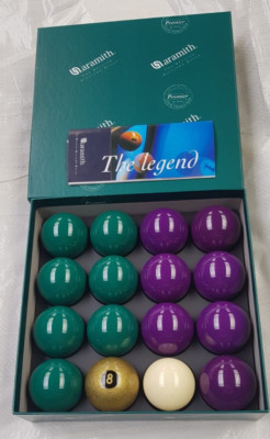 Aramith Premier 2" Green & Purple Pool table balls Golden 8 ball 1 7/8 ...