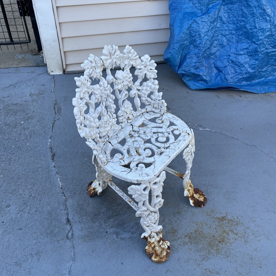 Victorian Pair Cast Iron Grapevine Leaves Garden Chairs | eBay