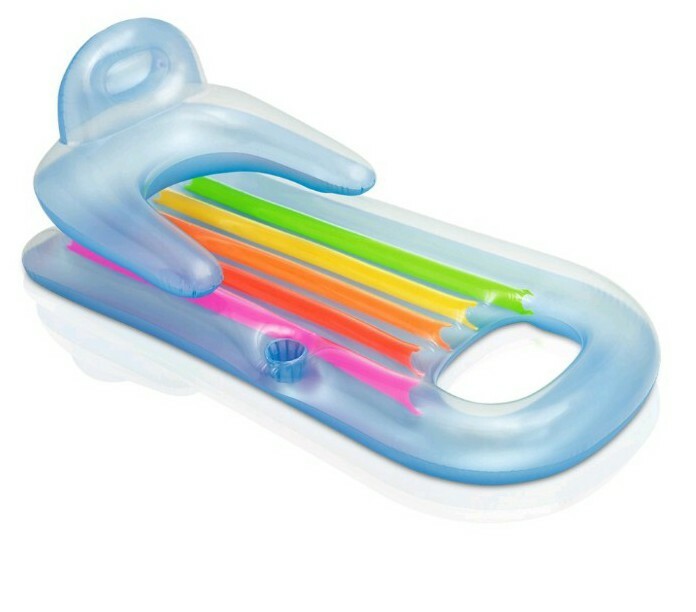 INTEX King Kool Lounge Float Raft Pool Beach Lounger w/ Headrest ...