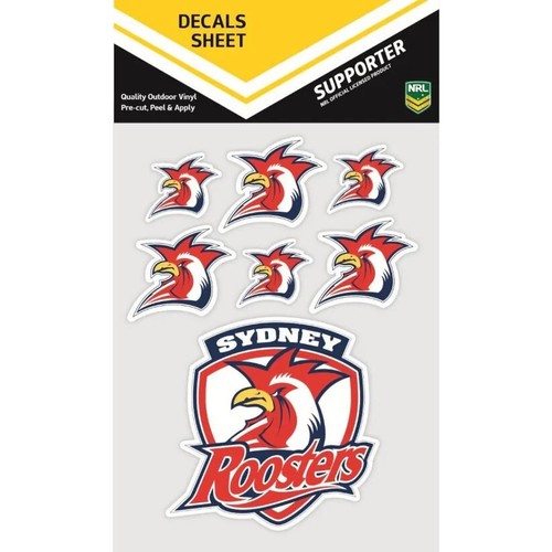 NRL Sydney Roosters Decals Sheet - Cars UV Outdoor Indoor Stickers ...