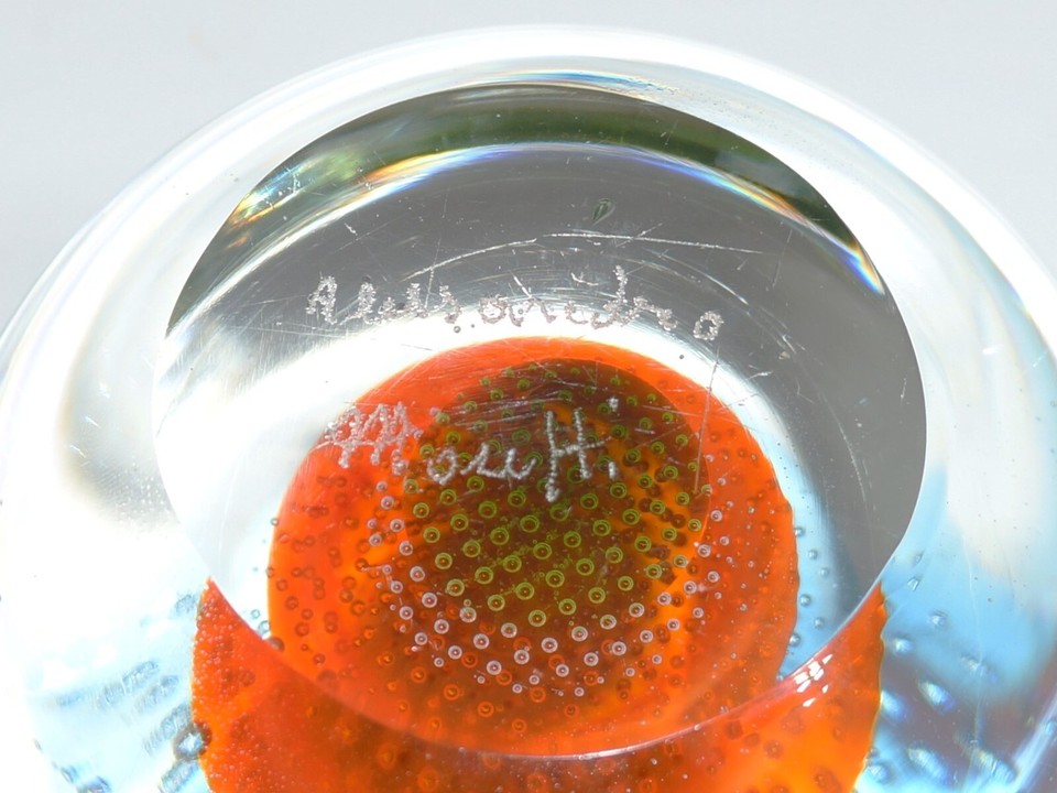 PILGRIM ARTIST SIGNED ART GLASS PAPERWEIGHT BY MURANO MAESTRO ...