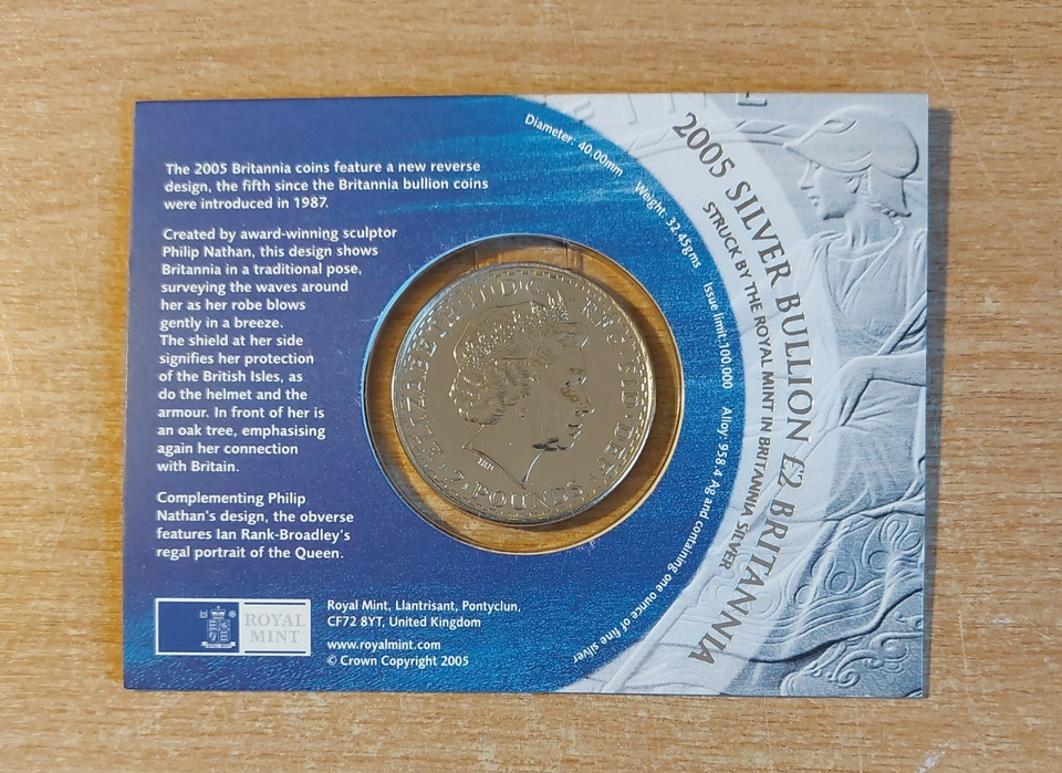 3 x Royal Mint UK Britannia 1oz Silver Bullion £2 Coins 1998, 2005 ...