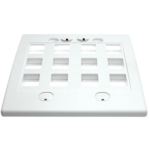 1 Piece Keystone Wall Plate, Double Gang 12-Port, White, Flush Mount ...