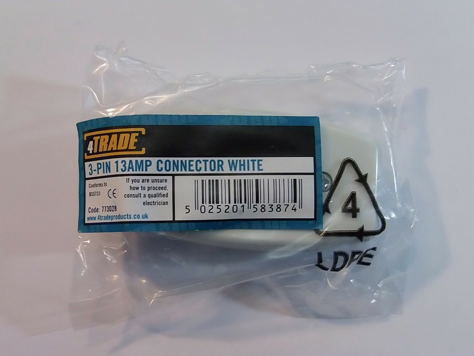 1 x 13amp/250v ELECTRICAL INLINE FLEX CABLE CONNECTORS 3 CORE CABLE ...