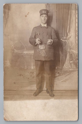 Train Ticket Taker RPPC Railroad Occupation—Studio Occupation Photo ...