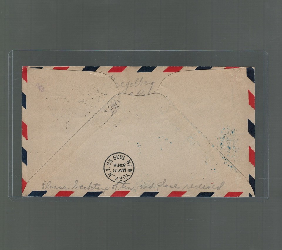 1939 Pan Am Airmail Cover Horta Azores to New York USS Ranger Lt Jessie ...