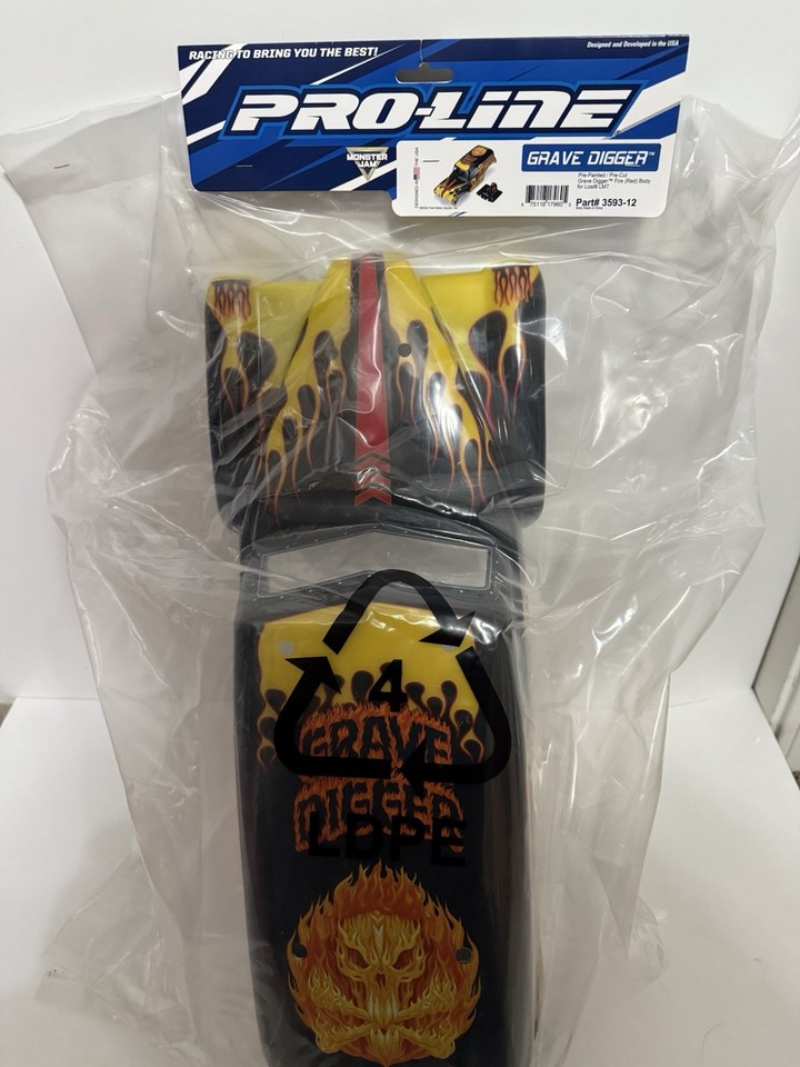 Proline Monster Jam Grave Digger Fire Limited Edition Rc Body For Losi ...