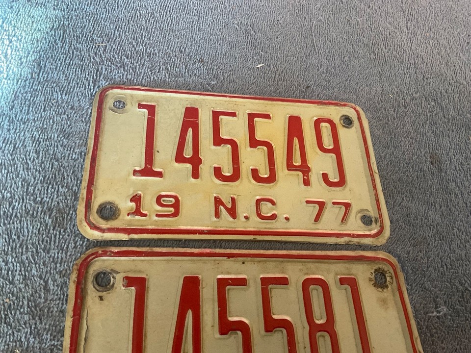 Lot Of 3 North Carolina Motorcycle License Plates 1977 | eBay UK