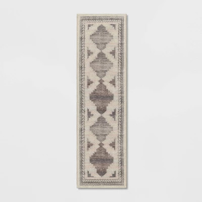 2'x7' Washable Runner Cromwell Printed Style Rug Tan - Threshold | eBay