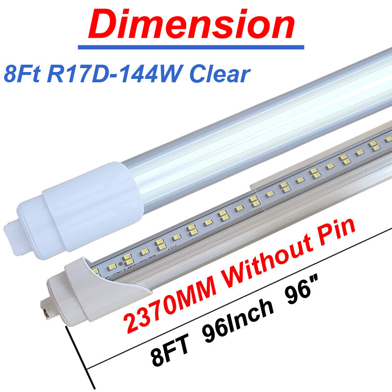 8FT LED Tube Light Bulbs HO Base T8 Rotatable 144W R17D 8 Foot LED Shop ...