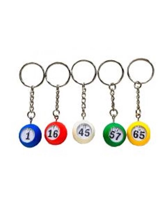 Mini Bingo Ball Keychains- Set of 5- B-I-N-G-O- Random Numbers- Five ...