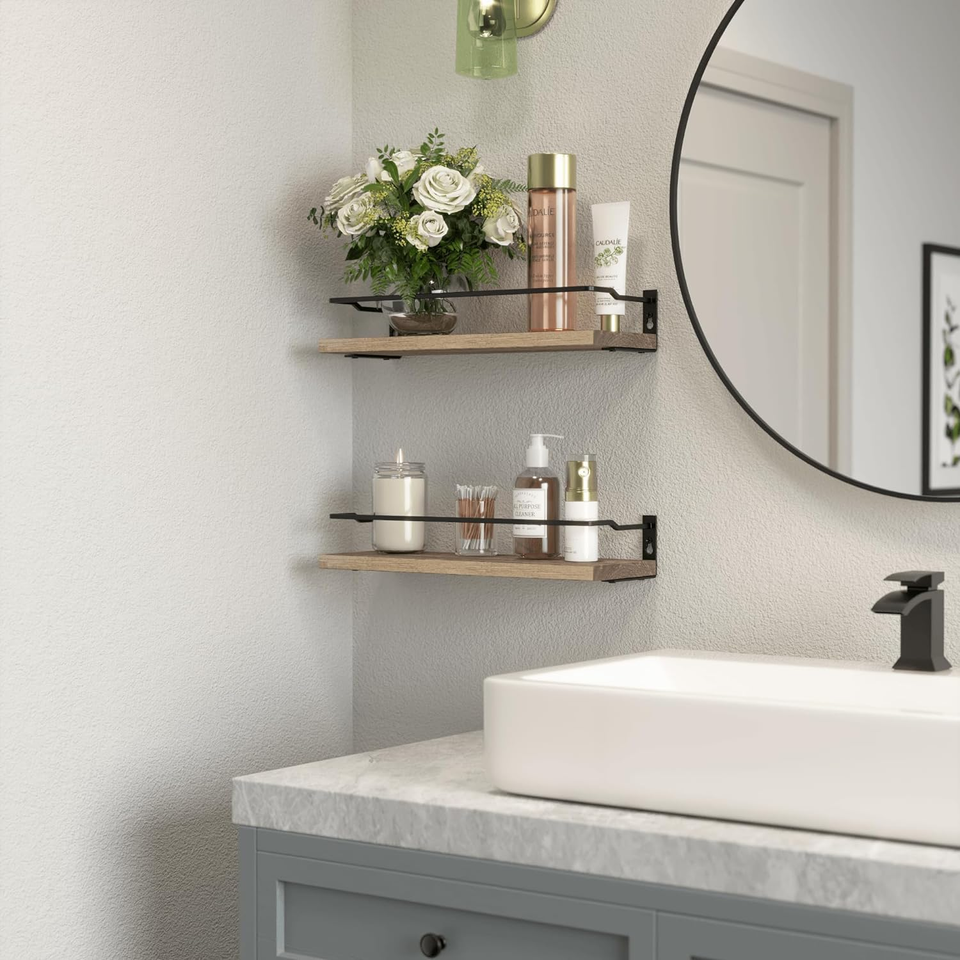 Bathroom Shelves, Guard-Rail Floating Shelves for Wall, Wall Mounted ...