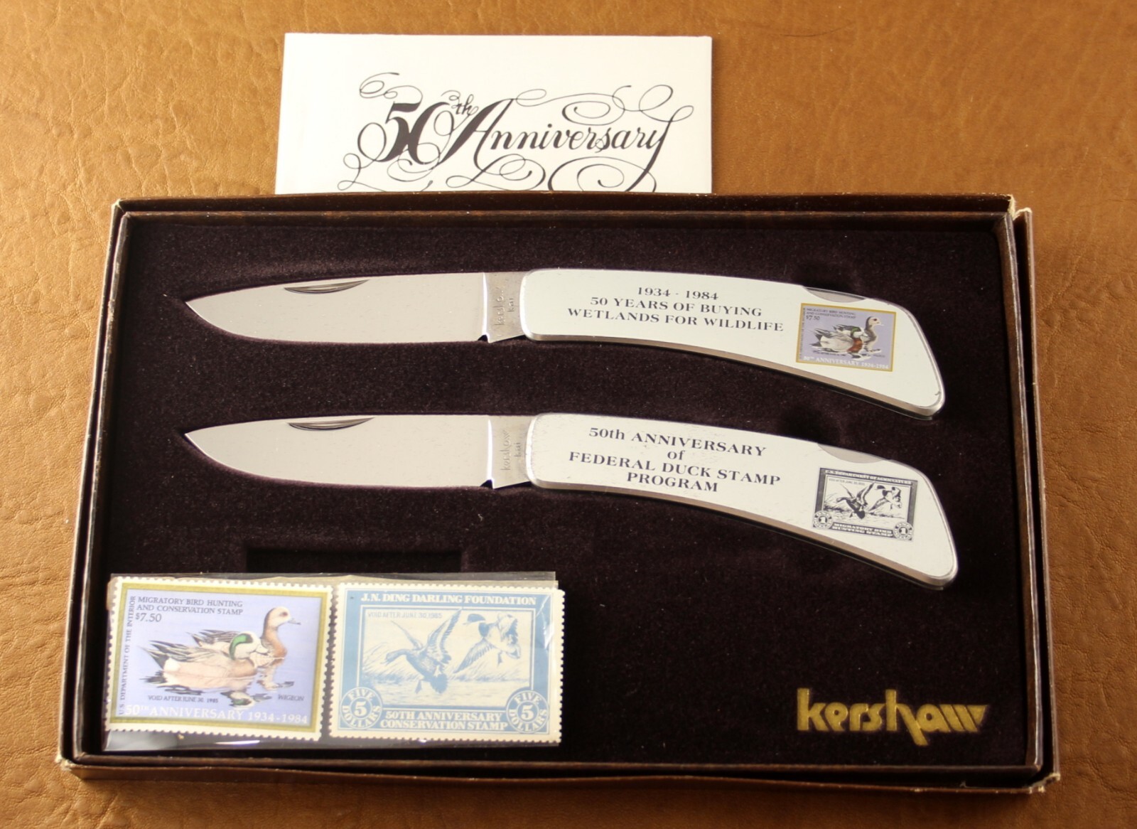 Kershaw Knives 50th Anniversary Federal Duck Stamp 2 Knife/Stamp Set ...