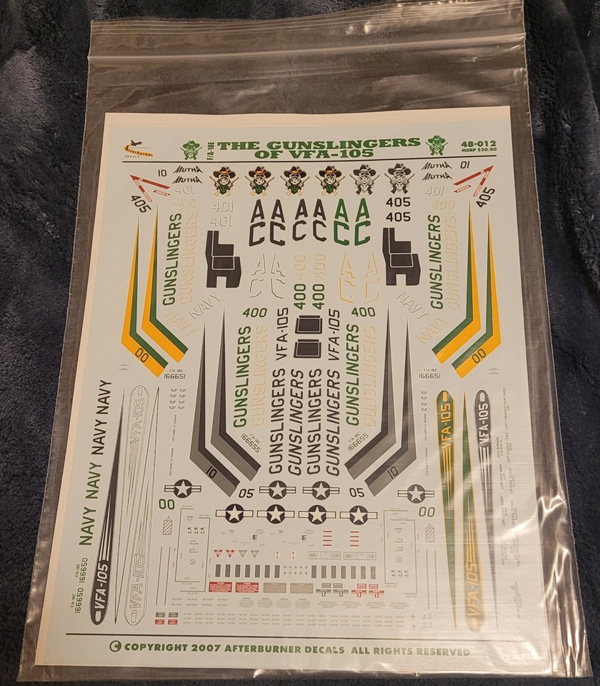 Afterburner Decals The Gunslingers Of VFA-105 F/A-18E Decals | eBay