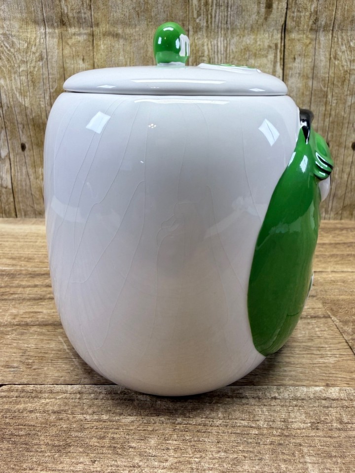 Vtg M&Ms Ceramic Cookie Jar W/ Lid Green Lady Candy Canister ...