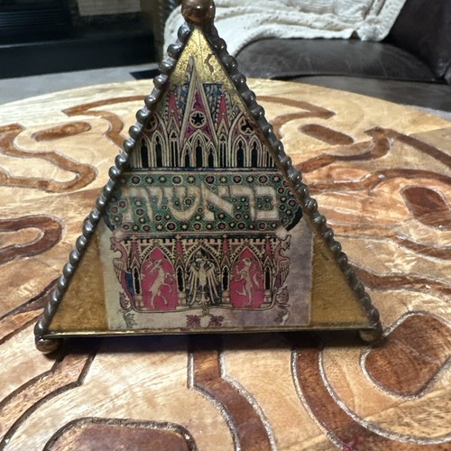 Signed Leona Fein Triangle Art Cobalt Glass Pyramid Genesis Bereshit ...