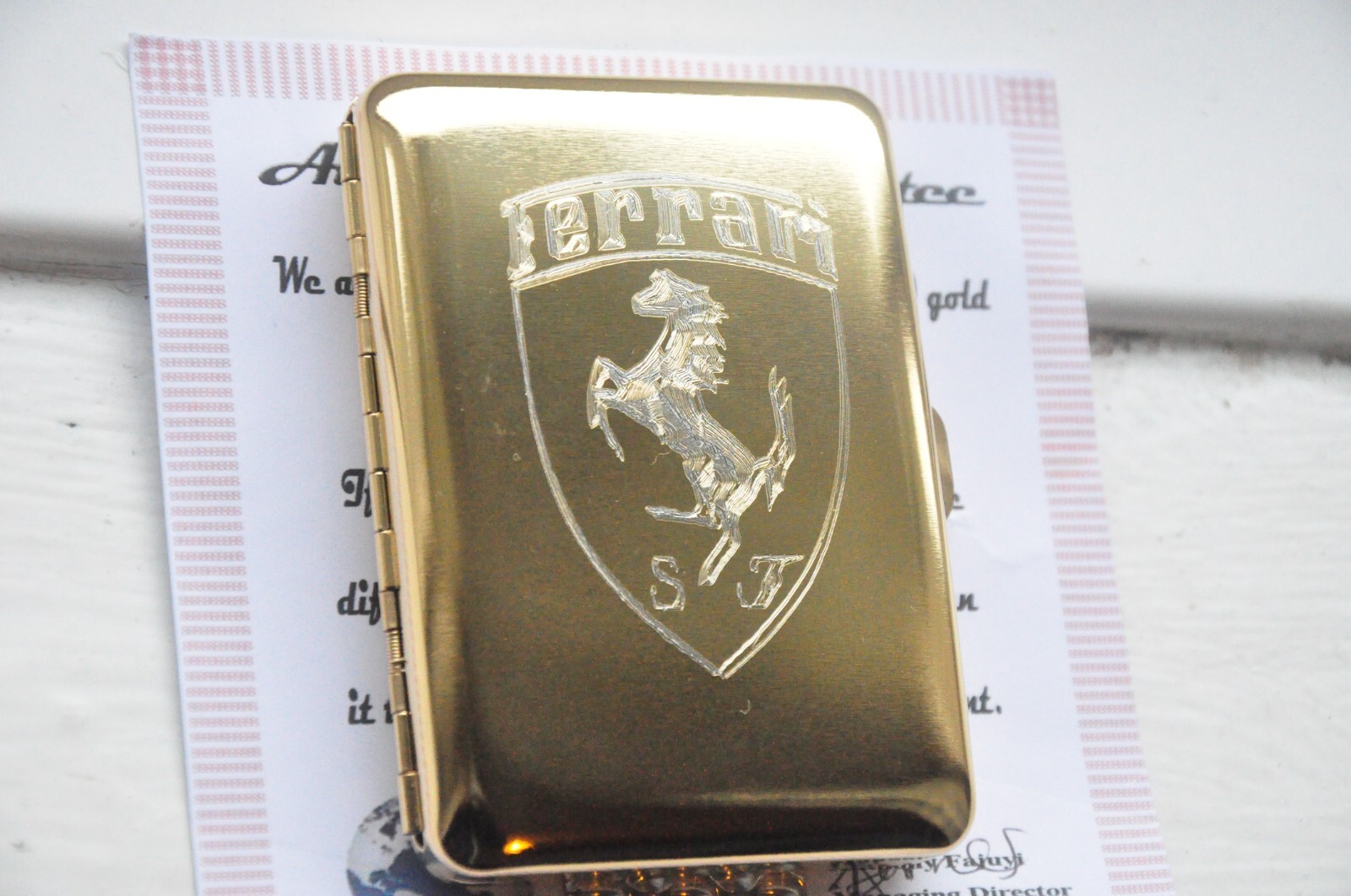 Cigarette Case Stainless Steel 24k Gold Plated Ferrari 488 458 F40 812 ...
