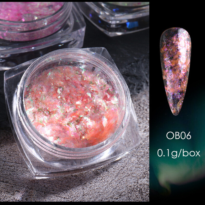 1Box Glitter Opal Powder Nail Art Sequins Flakes Mirror Holographic ...