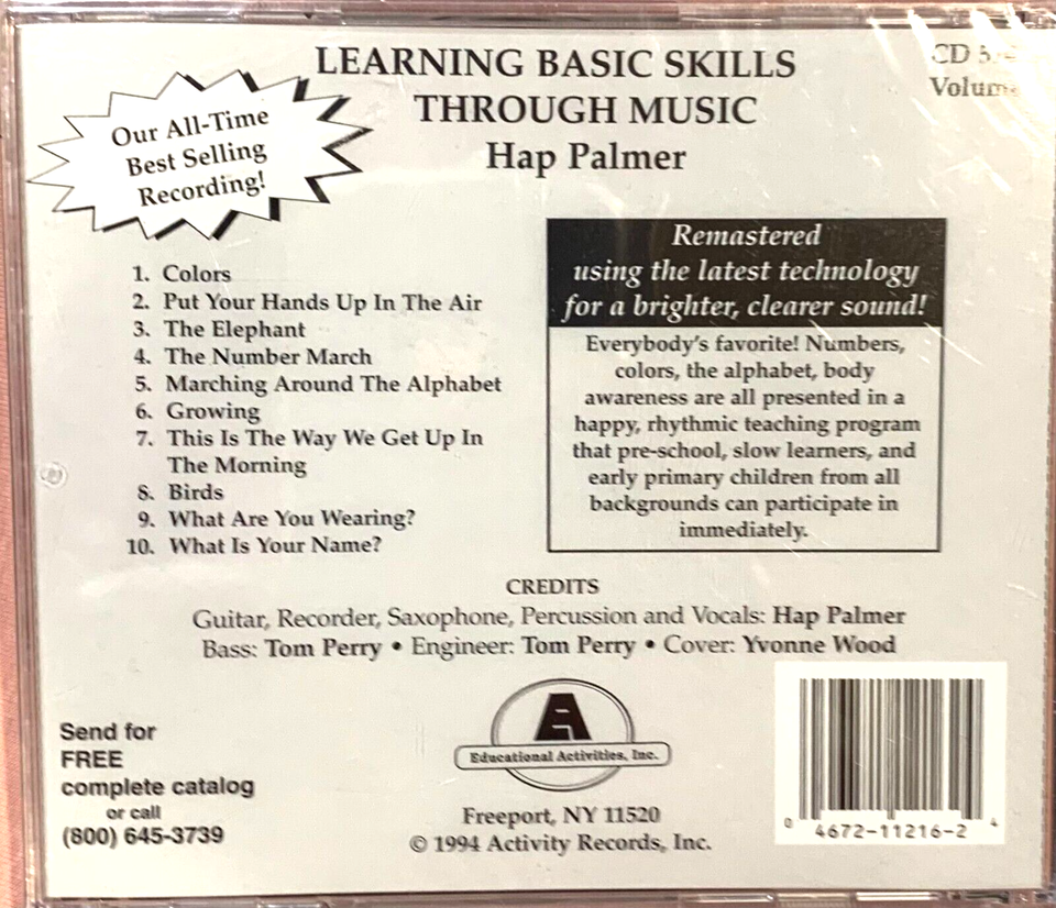 Learning Basic Skills Through Music Volume 1 by Hap Palmer Sealed (CD ...