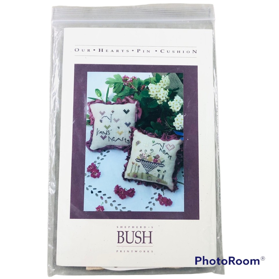 NEW Shepherds Bush Our Hearts Pin Cushion Cross Stitch Kit Cottagecore ...