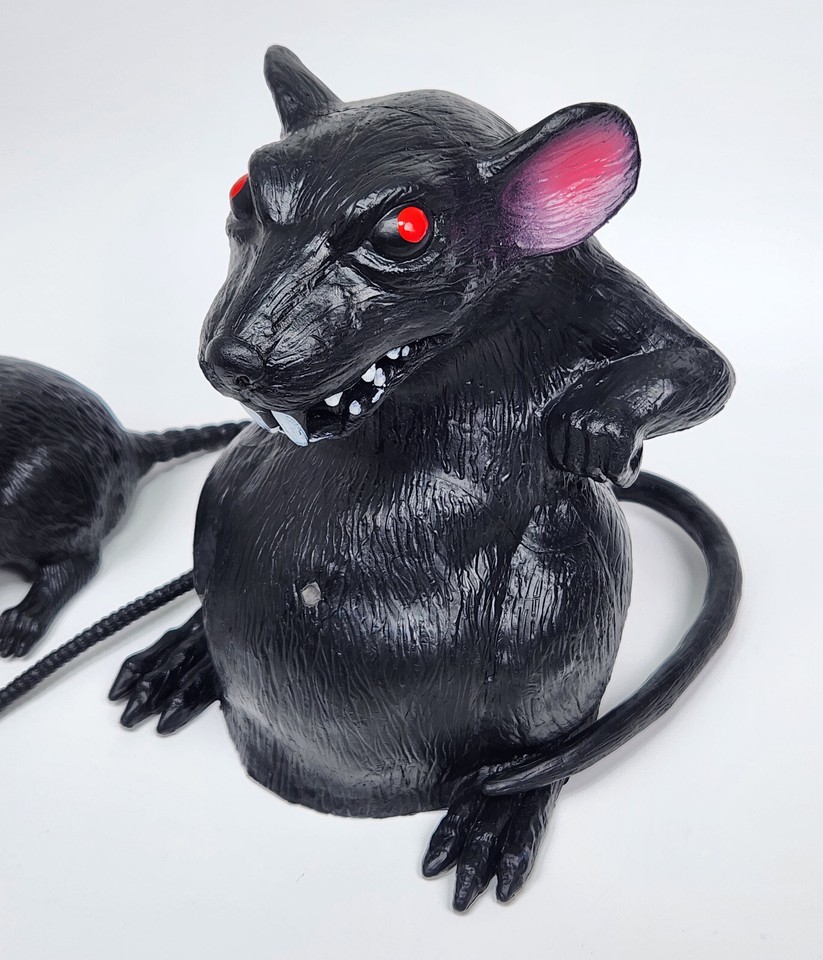 Rubber Rat 7" Prop Fake Black Prank Halloween Decoration Haunted House ...
