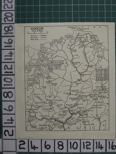 1959 INDIA/PAKISTAN TOURIST MAP ~ SIKKIM SHOWING RAILROADS CART BRIDLE ...