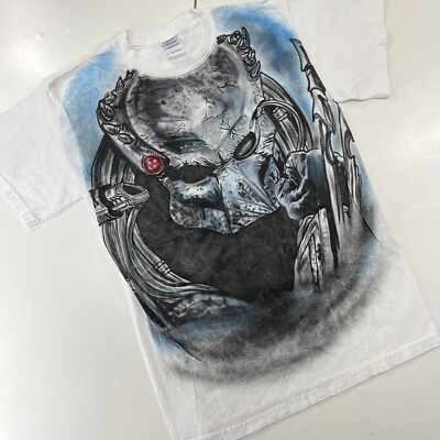 Predator T Shirt Small Airbrush Movie Sci Fi Alien White Yautja | eBay
