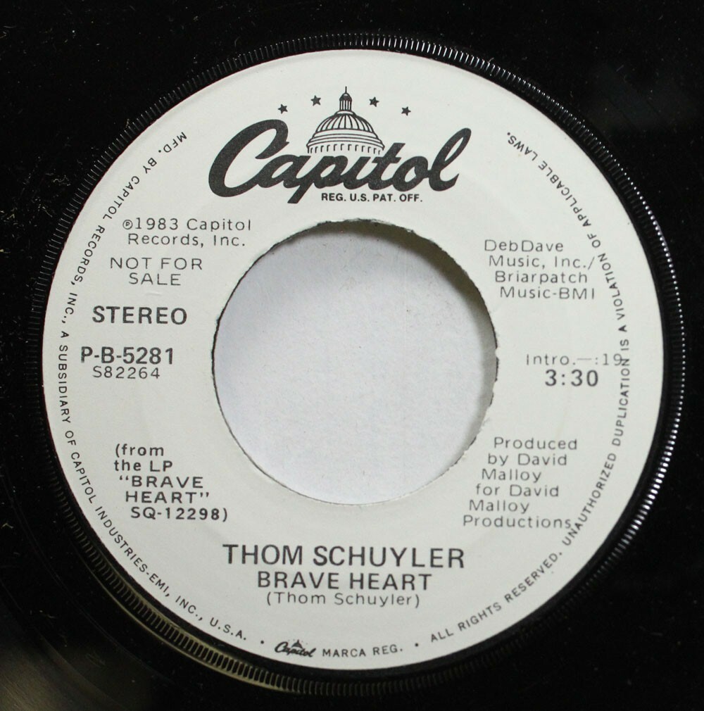 Rock Promo Nm! 45 Thom Schuyler - Brave Heart / Brave Heart On Capitol ...