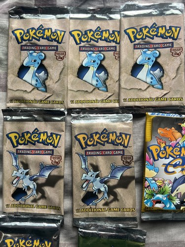 Authentic Original Pokémon TCG Complete Fossil Set Empty Booster Pack ...