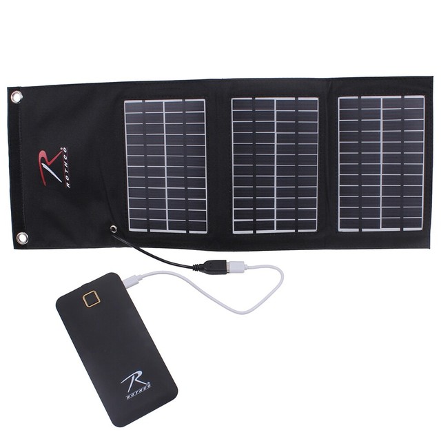 Tactical MOLLE Solar Panel With 5000 mAh Power Bank Black Modular ...