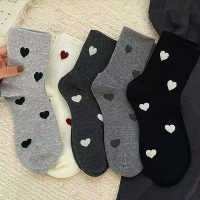5pairs Heart-shaped Socks Mid-tube Socks Sports Socks Men and Women ...