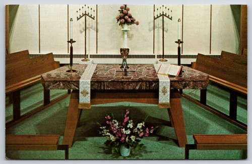 Interior~Ishpeming Michigan~Communion Table @ Wesley United Church~Vtg ...