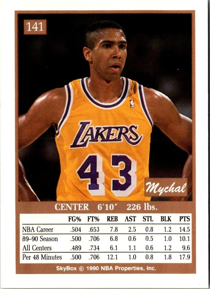 1990 SkyBox Mychal Thompson #141 Los Angeles Lakers Basketball Card | eBay