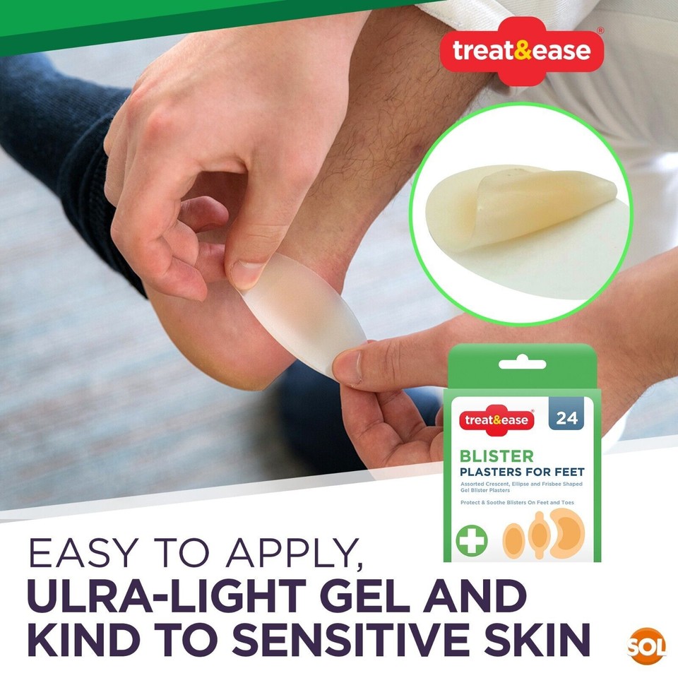 24pk Hydrocolloid Gel Blister Plasters For Toes Foot Heel Protection ...