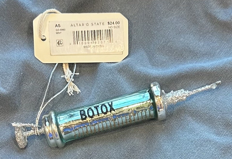 Glass Glitter Botox Beauty Needle Syringe Injection Tox Ornament Charm ...