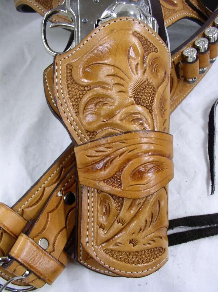 Western Gun Holster Belt Leather Revolver Pistol Tooled .22 .35/357 .44 ...