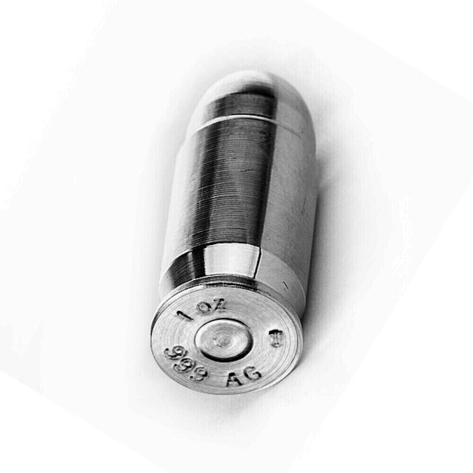 Box of 10 - Silvertowne Mint - 1 oz .999 Fine Silver Bullet .45 Caliber ACP | eBay