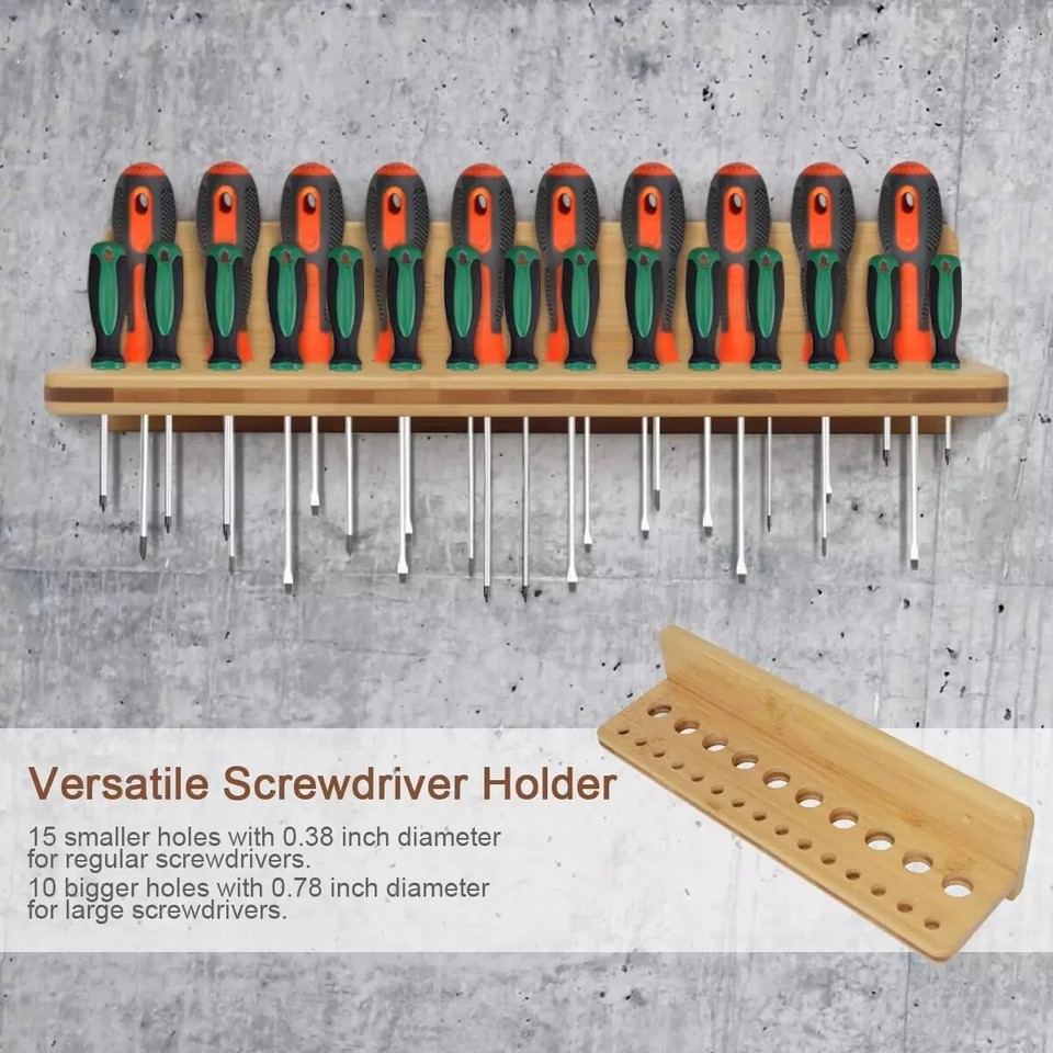 Wokyy Screwdriver Rack Wall Mount, Wood Pliers Holder, Hammer Rack ...