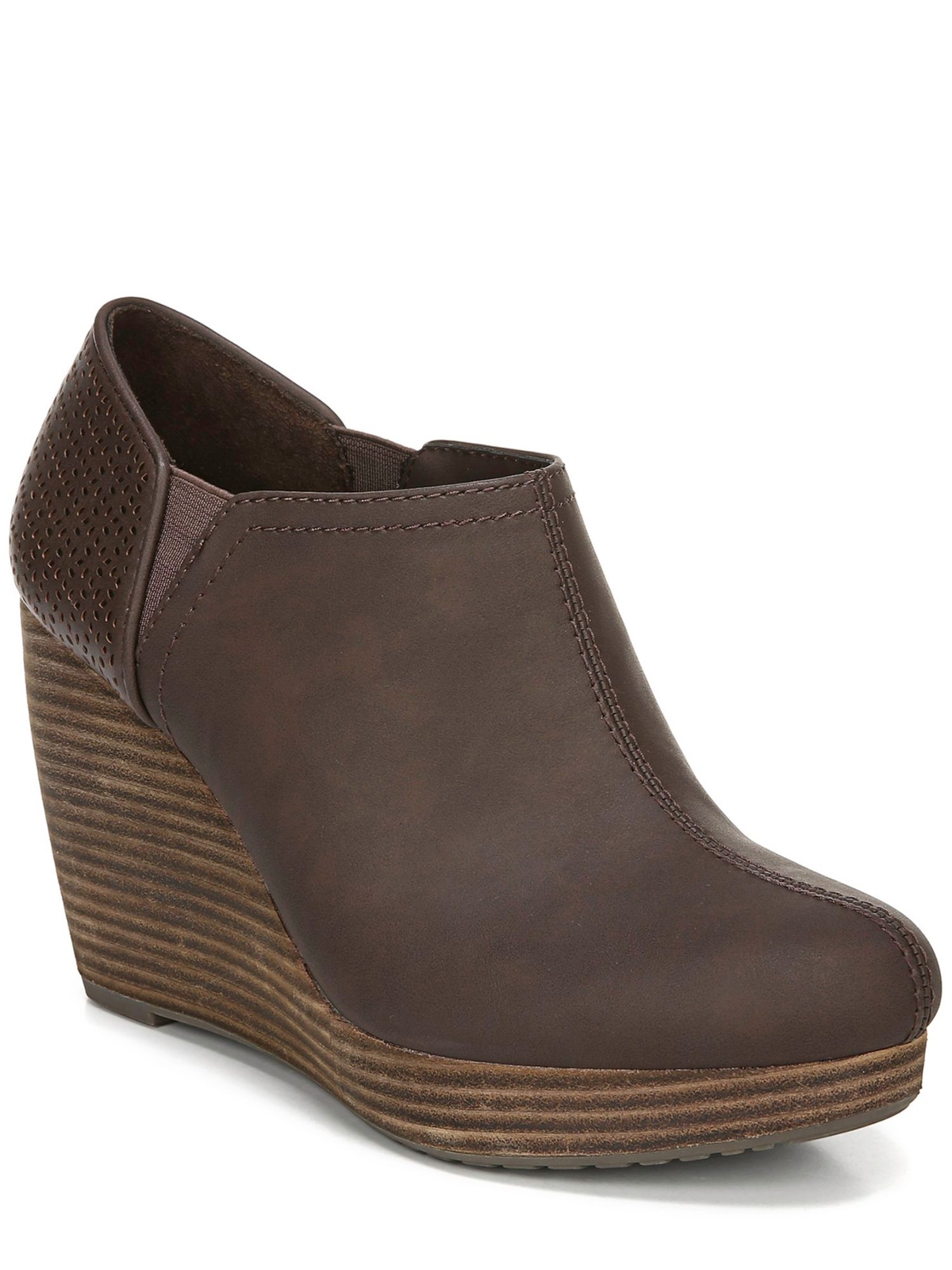 DR SCHOLLS Womens Brown 1/2" Platform Harlow Almond Wedge Slip On ...
