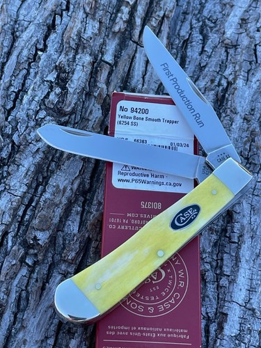 CASE XX ** FPR 2024 SMOOTH YELLOW BLACK OVAL CASE SHIELD TRAPPER KNIFE ...