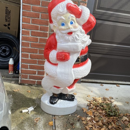 Vtg. Union Products 44" Santa Claus Blow Mold with Naughty Nice List ...